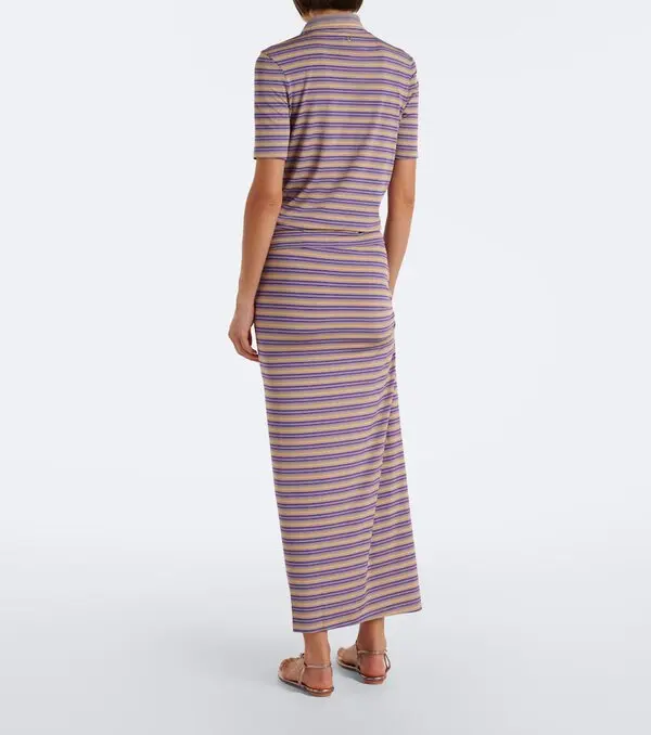 Rabanne Striped Crêpe Midi Skirt