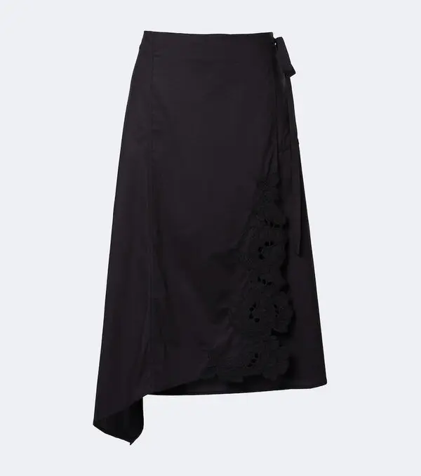 SIR. Klara Asymmetric Cotton Midi Skirt - Black