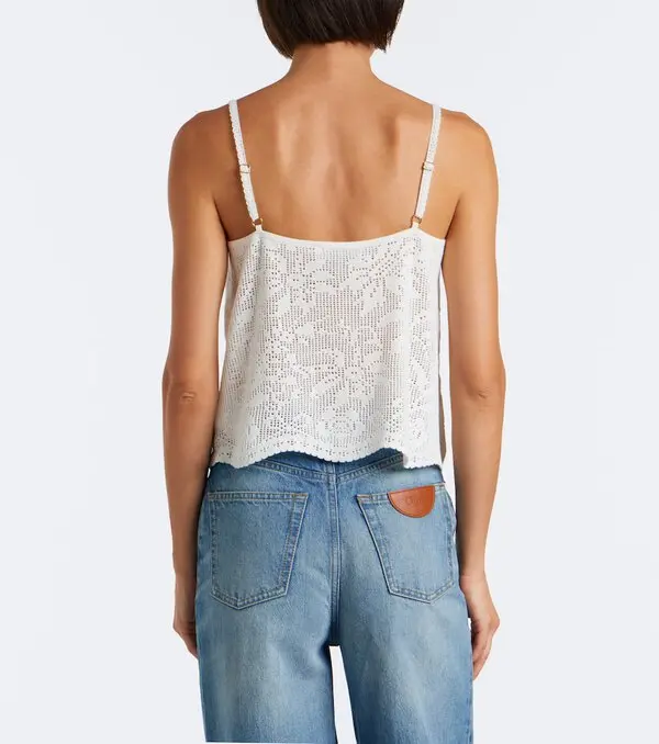 Chloé Pointelle Cotton Top - White