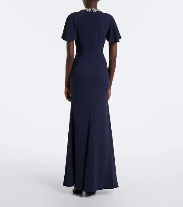 Roland Mouret Crystal-embellished Gathered Gown
