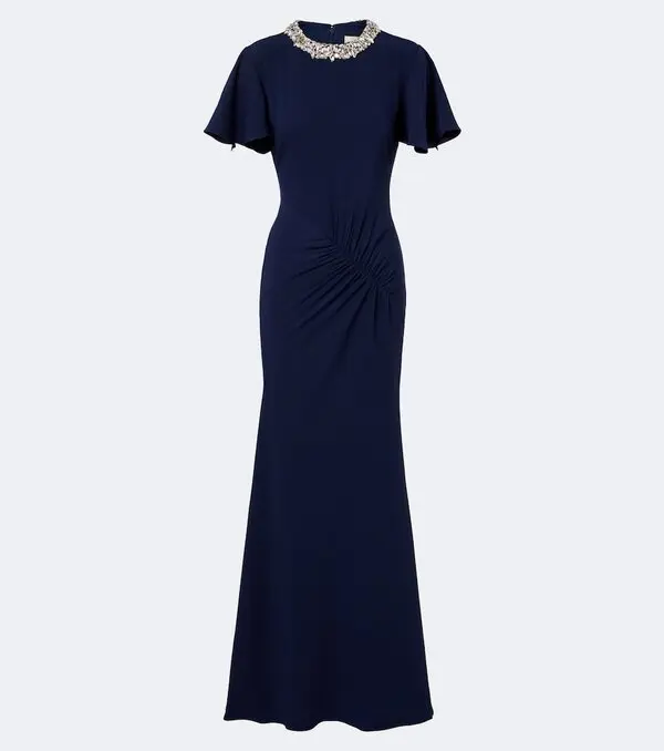 Roland Mouret Navy Crystal-embellished Gown - Blue