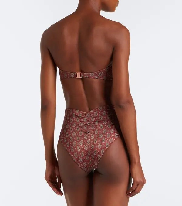 Johanna Ortiz Printed Bandeau Bikini Top - Brown