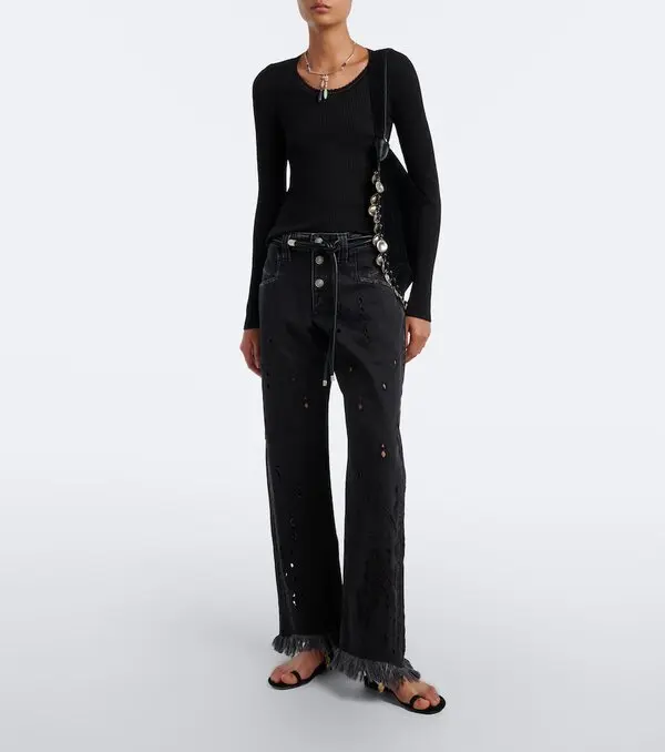 Isabel Marant Étoile Ribbed-knit Silk And Cotton Sweater - Black