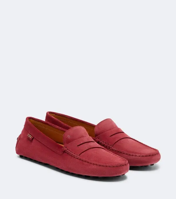 TOD'S Suede Gommino Driving Shoes - Red