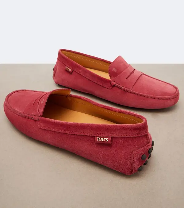 TOD'S Suede Gommino Driving Shoes - Red
