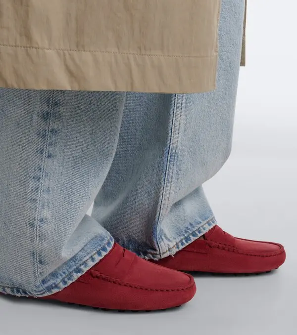 TOD'S Suede Gommino Driving Shoes - Red