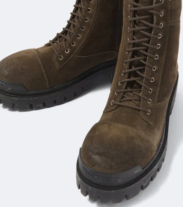 Balenciaga Strike Suede Combat Boots