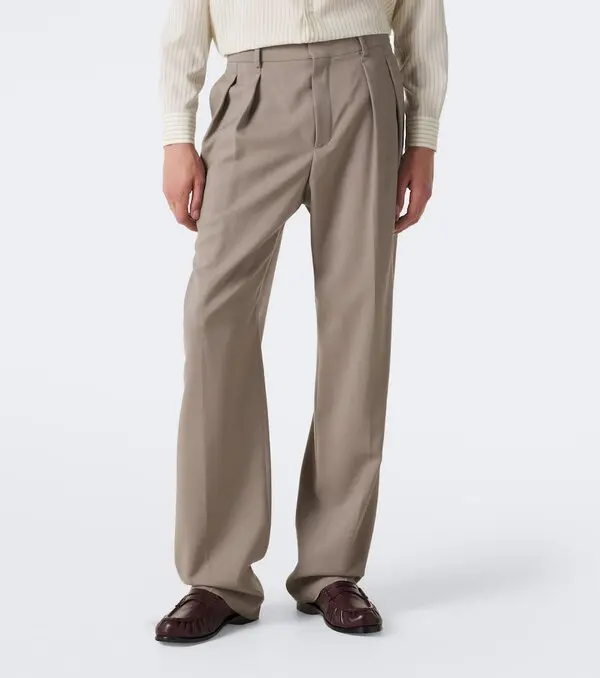 Saint Laurent Pleated Wool And Mohair Straight Pants