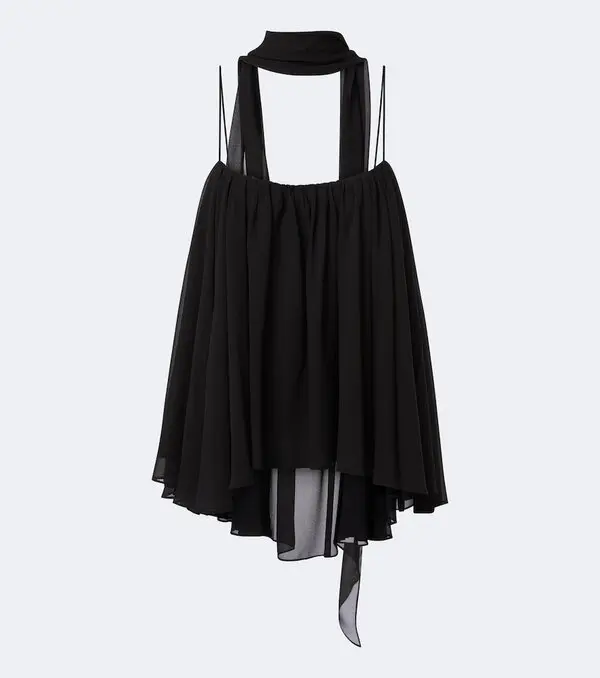 DE LA VALI Agapito Georgette Top - Black