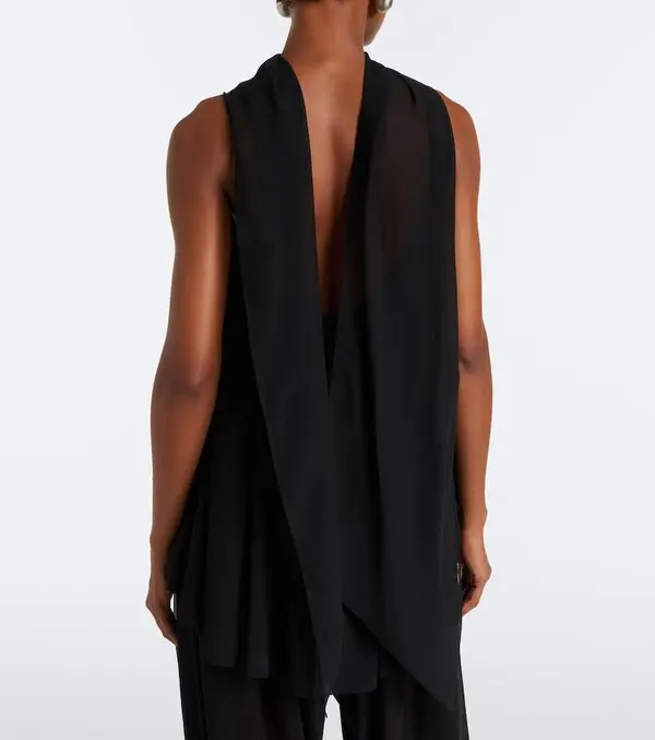 DE LA VALI Agapito Georgette Top - Black