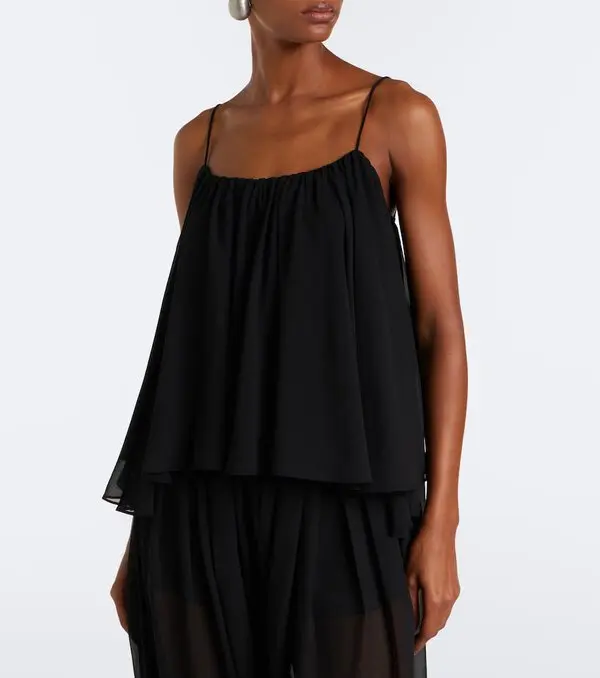 DE LA VALI Agapito Georgette Top - Black