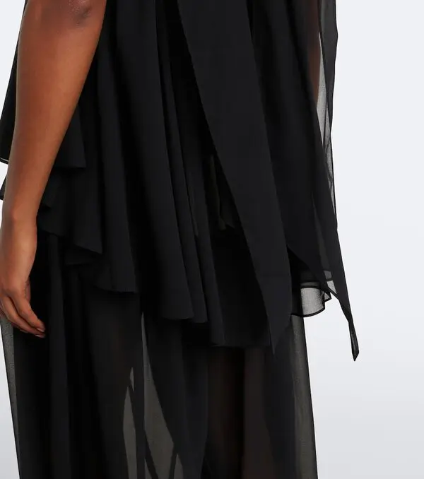 DE LA VALI Agapito Georgette Top - Black