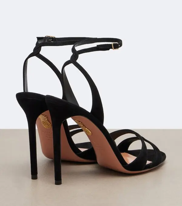 AQUAZZURA Suede High Heel Sandals - Black