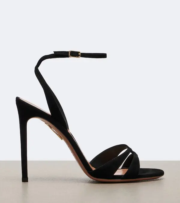 AQUAZZURA Suede High Heel Sandals - Black