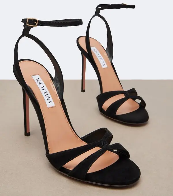 AQUAZZURA Suede High Heel Sandals - Black