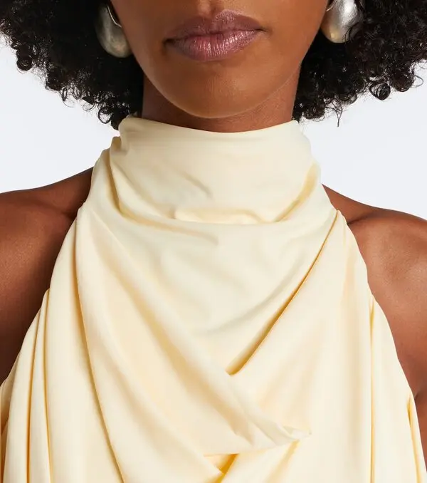 DE LA VALI Vida Draped Jersey Mini Dress - Beige