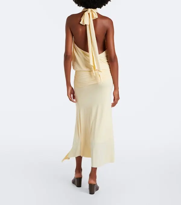 DE LA VALI Vida Draped Jersey Mini Dress - Beige