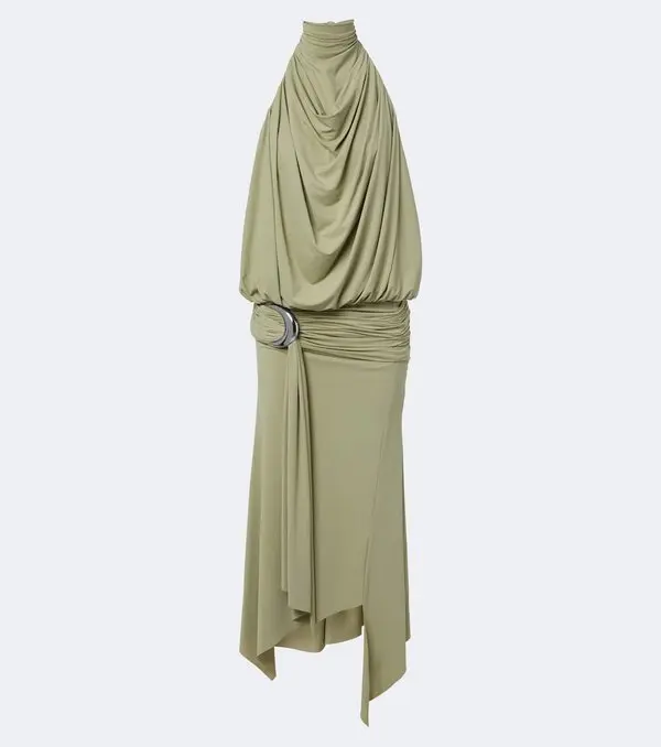 DE LA VALI Vida Draped Jersey Mini Dress - Green