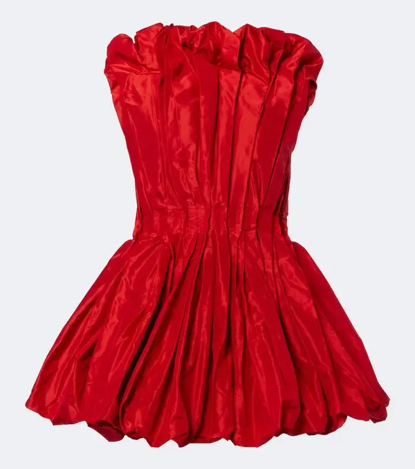 Tove Marina Peplum Silk Taffeta Top - Red