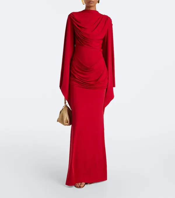 DE LA VALI Perisa Draped Jersey Maxi Dress