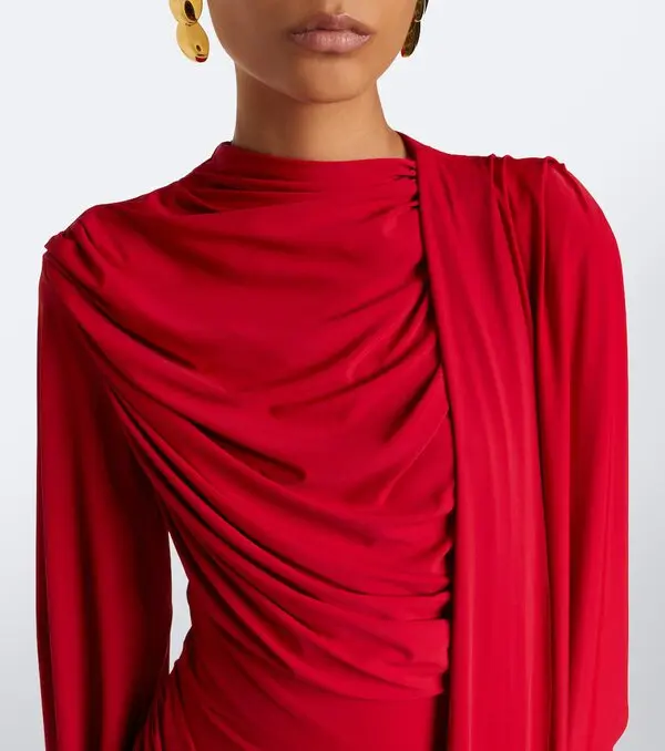 DE LA VALI Perisa Draped Jersey Maxi Dress
