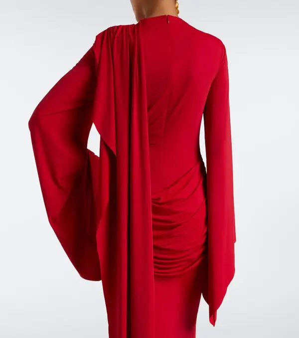 DE LA VALI Perisa Draped Jersey Maxi Dress