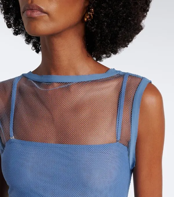 SIR. Leif Embroidered Mesh Maxi Dress