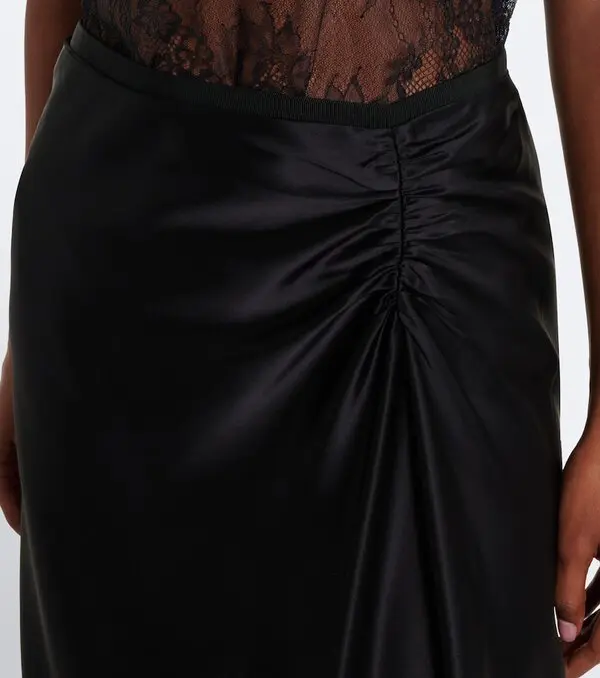 SIR. Ingrid Lace-trimmed Satin Midi Skirt