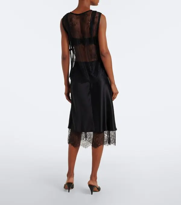 SIR. Ingrid Lace-trimmed Satin Midi Skirt