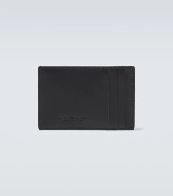 Bottega Veneta Intreccio Leather Card Holder - Black