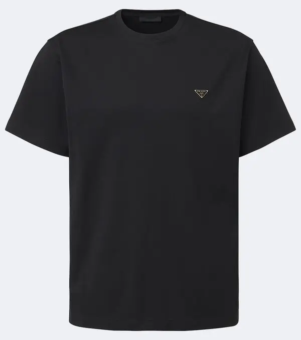 Prada Logo Cotton Jersey T-shirt - Black