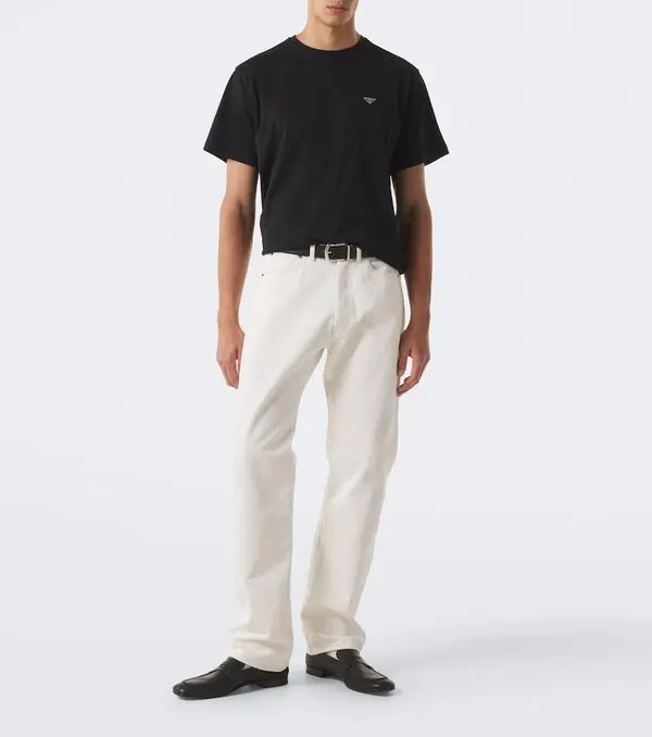 Prada Logo Cotton Jersey T-shirt - Black