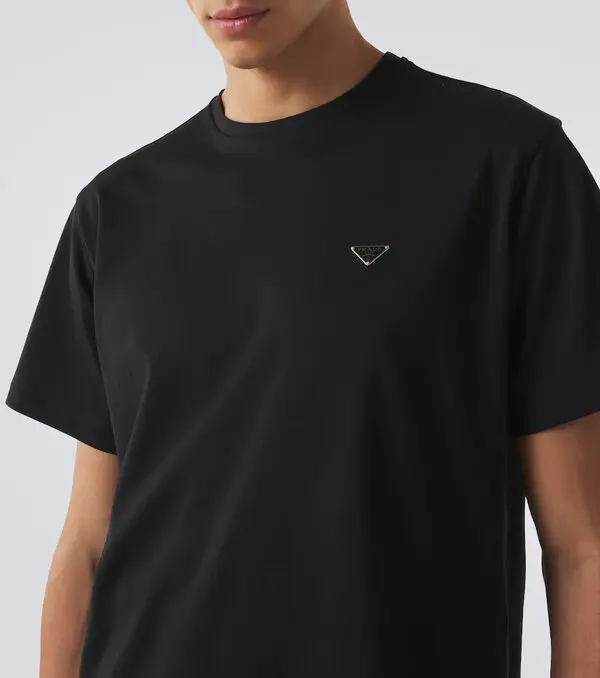 Prada Logo Cotton Jersey T-shirt - Black