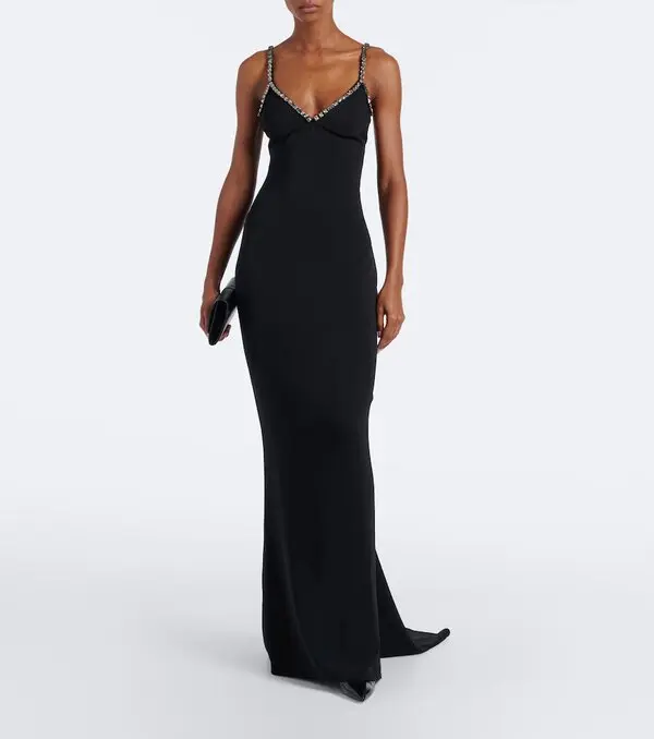 Stella McCartney Embellished Crêpe Gown - Black