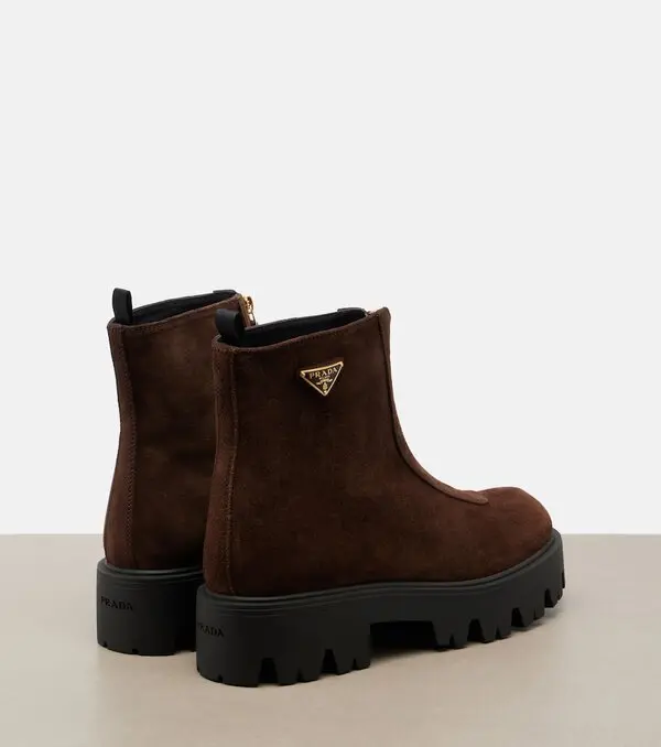 Prada Suede Platform Ankle Boots