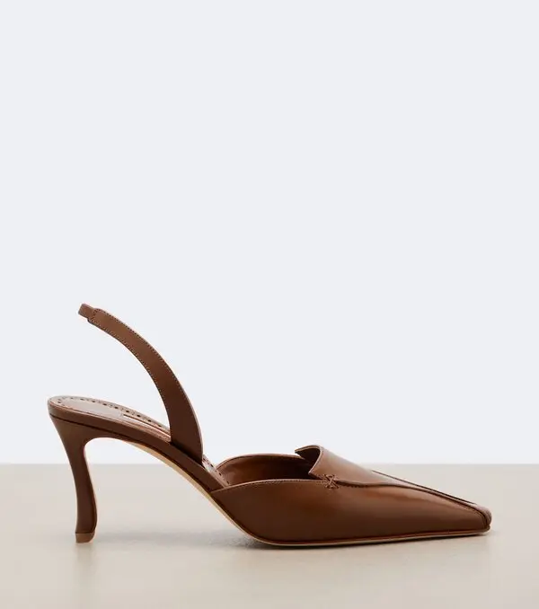 Manolo Blahnik Cleo Leather Slingback Pumps