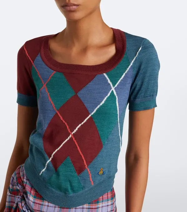 VIVIENNE WESTWOOD Argyle Patterned Wool And Cotton Sweater