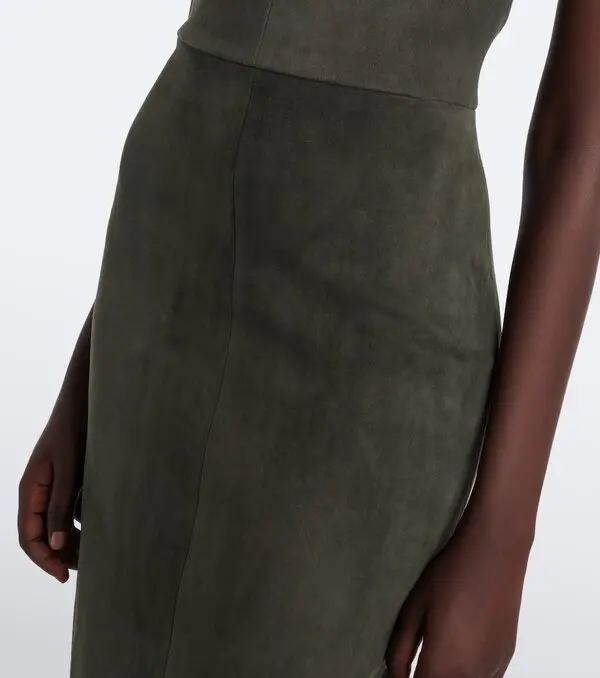Stouls Evita Suede Midi Dress - Green