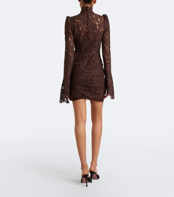 DE LA VALI Lace Mini Dress - Brown