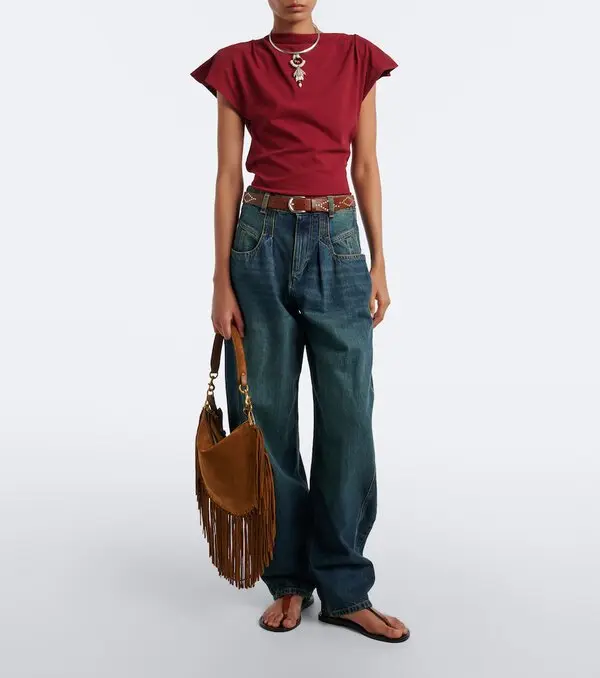 Isabel Marant Étoile Oskan Small Fringed Suede Shoulder Bag - Brown