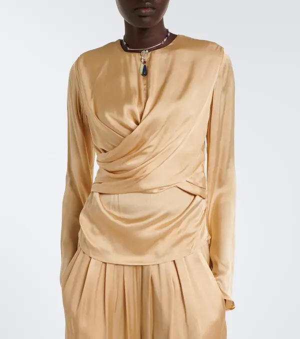 Isabel Marant Étoile Neame Draped Satin Top - Beige