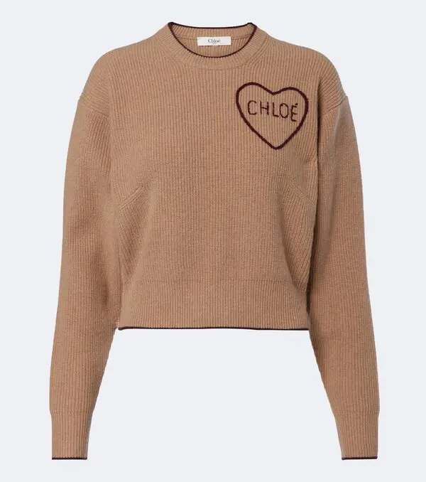 Chloé Wool And Cashmere Logo Heart Sweater