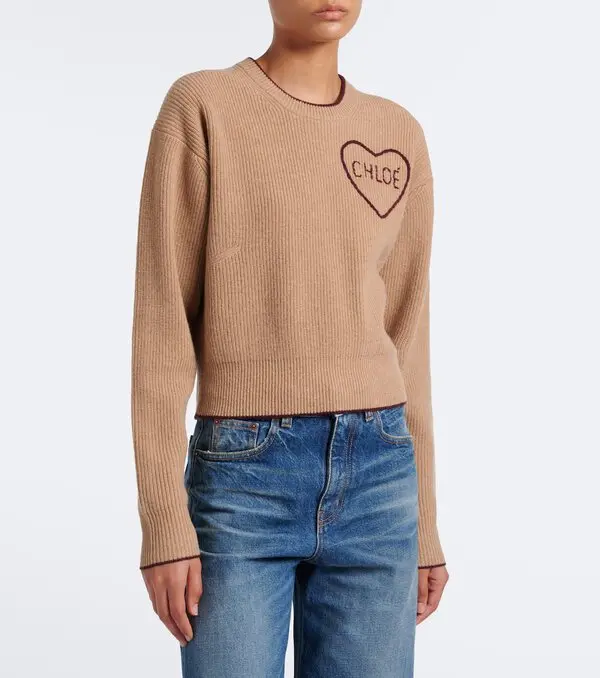 Chloé Wool And Cashmere Logo Heart Sweater