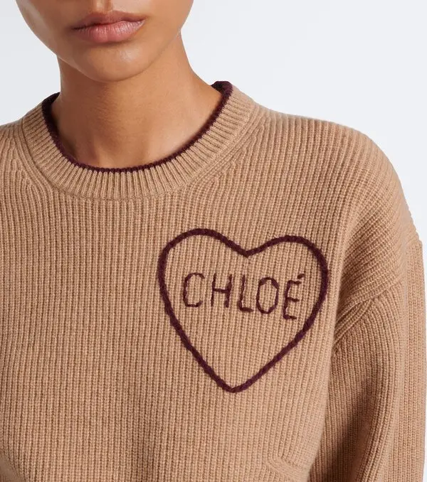Chloé Wool And Cashmere Logo Heart Sweater