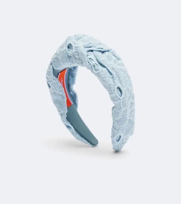 La DoubleJ Knotted Printed Cotton Headband - Blue