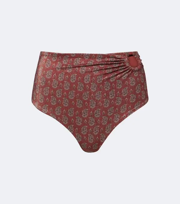 Johanna Ortiz Gathered Printed Bikini Bottom - Brown