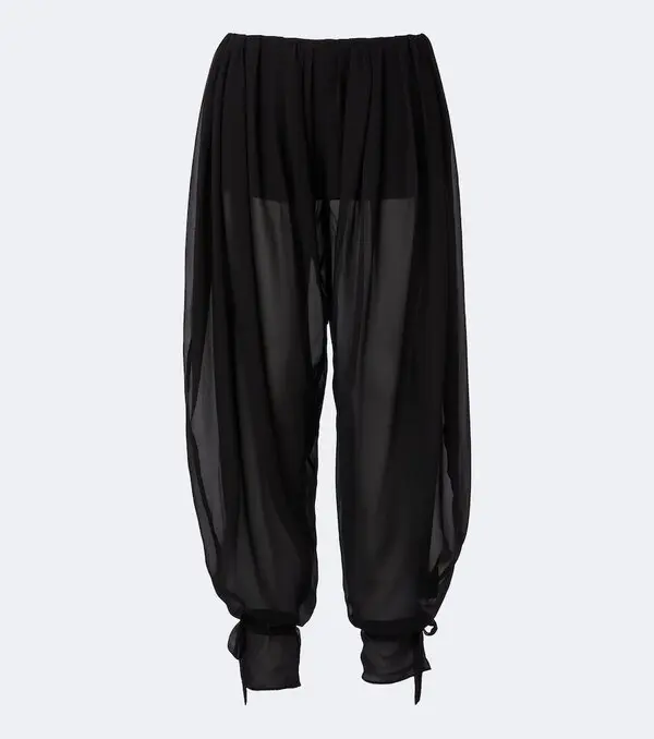 DE LA VALI Ines Chiffon Balloon Pants - Black