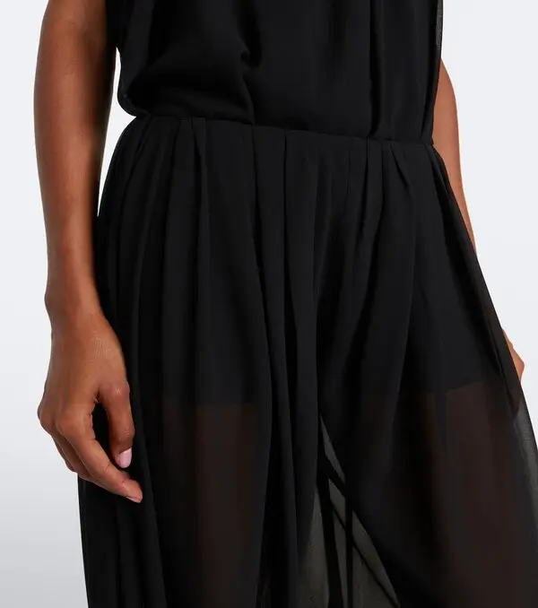 DE LA VALI Ines Chiffon Balloon Pants - Black