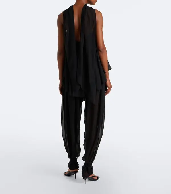 DE LA VALI Ines Chiffon Balloon Pants - Black