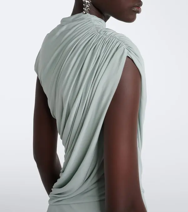 Tove Saffron Draped Jersey Maxi Dress In Oyster